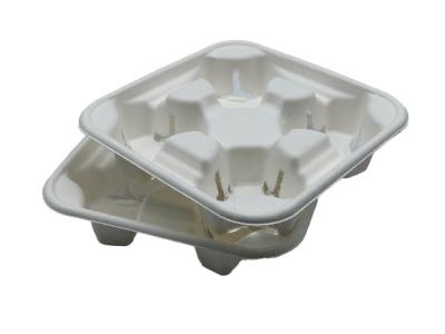 Cina Supporto di tazza biodegradabile eliminabile della cartapesta del caffè della canna da zucchero della bagassa Carry Tray per 2/4 di tazza in vendita