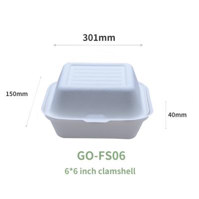 Cina Contenitore a 6 pollici di contenitore di alimento della polpa della bagassa per alimenti a rapida preparazione Amburgo e l'alimento di Takeway in vendita
