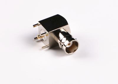 China Conector niquelado de la soldadura de BNC, conector de antena de la encrespadura de ángulo recto en venta