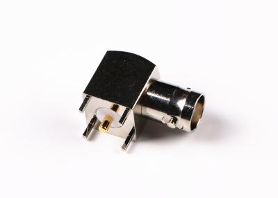 China Conector niquelado de la soldadura de BNC, conector de antena de la encrespadura de ángulo recto en venta