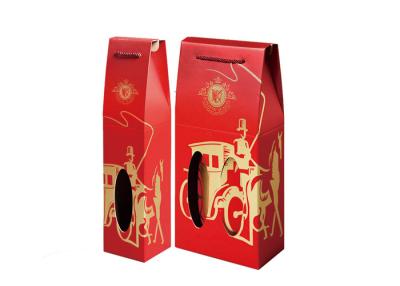 China Coloful Wine Gift Box Packaging / Two Window Custom Wine Bottle Boxes for sale