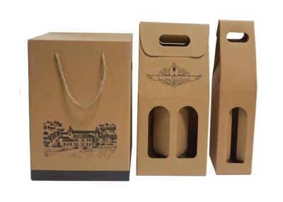 China Coloful Wine Gift Box Packaging / Two Window Custom Wine Bottle Boxes for sale