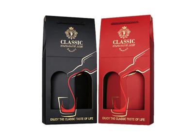 China Coloful Wine Gift Box Packaging / Two Window Custom Wine Bottle Boxes for sale