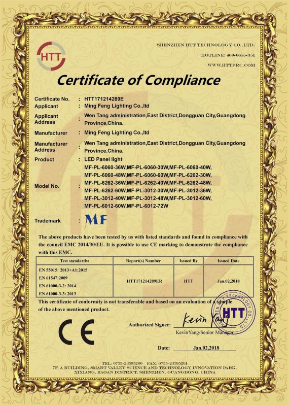 LED Panel Light CE-EMC - Ming Feng Lighting Co.,Ltd.