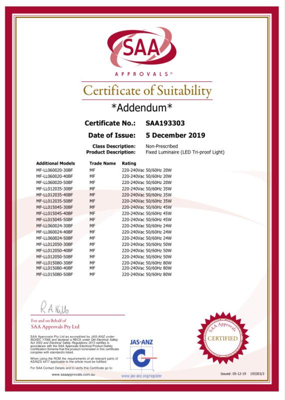 LED Tri-proof Light SAA 1 - Ming Feng Lighting Co.,Ltd.