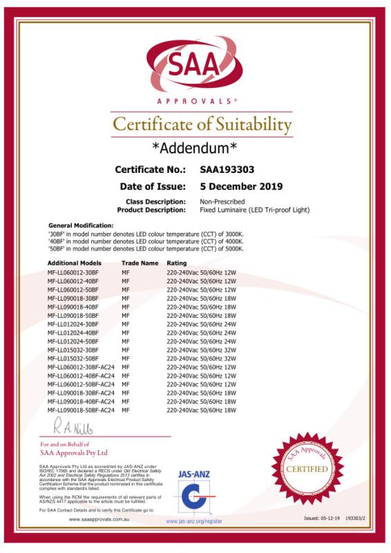 LED Tri-proof Light SAA 2 - Ming Feng Lighting Co.,Ltd.