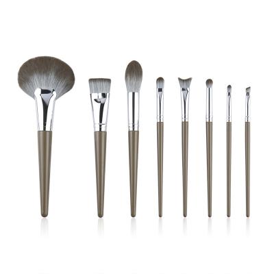 China 8PCS Borstel Vastgesteld Grey Soft Touch Bristle Custom Logo Fan Brush van de veganist de Kosmetische Make-up Te koop