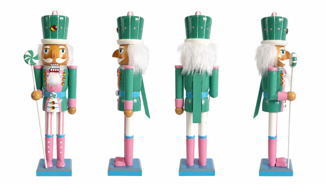 Custom mint green pink candy nutcracker front side and back views