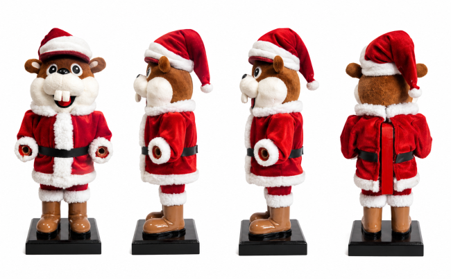 Custom monkey Santa nutcracker front side and back views