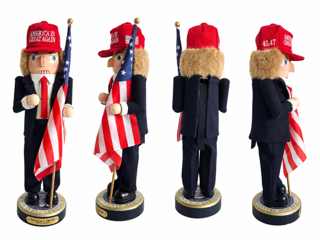 Previously customized patriotic character nutcracker front side and back views