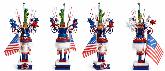 Custom patriotic USA fireworks nutcracker front side and back views