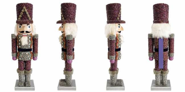 Custom purple silver soldier nutcracker front side and back views