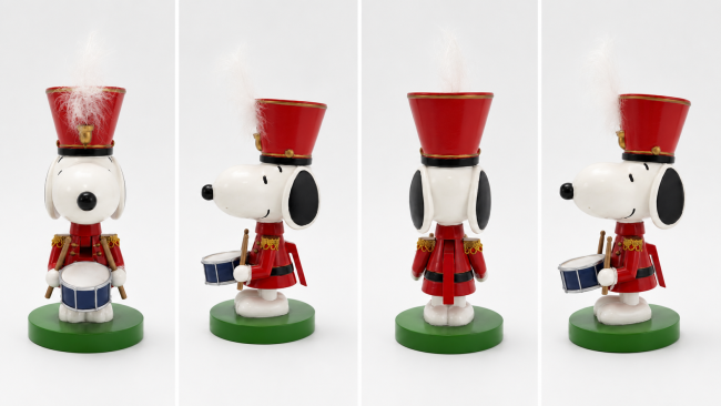 Custom red hat cartoon dog drummer nutcracker four-view details
