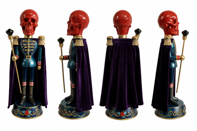 Custom red skull king nutcracker four-view product details