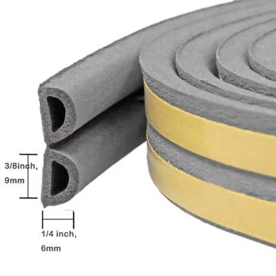 China Soundproofing D Type Sponge Rubber Foam Epdm Door Edging Self-adhesive Seal Strip for sale