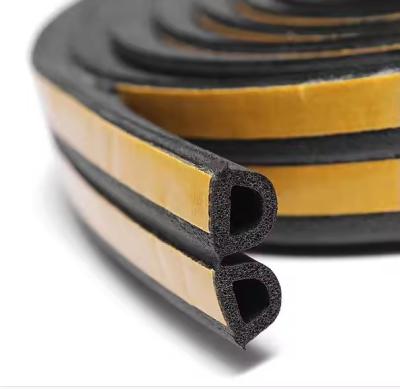 China Self Adhesive Rubber Door Tape for Seal D Shape 9x6mm 5m 10m Packing for sale