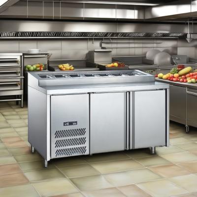 China Single-Temperature Refrigerated Pizza Prep Table for Hotels and Restaurants Air Cooling Mode Hotel & Restaurant Supplies for sale