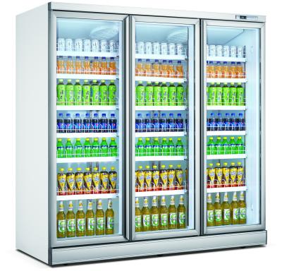 China Convenience Store 1 2 3 Upright Glass Doors Commercial Beverage Display Chiller Freezer Cooler Refrigerator for sale