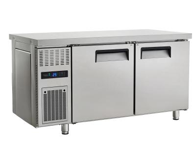 China Kitchen Commercial Under Counter Refrigerator Workbench Stainless Steel 2 Door Horizontal Deep Refrigerated Workstation for sale