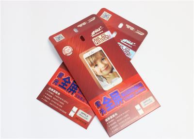 China Red Electronics Packaging Boxes With Hanger , Phone Tempered Glass Packing Box for sale