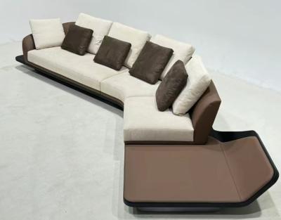 L Shaped 4-6 Seat Modern Metal Leg Premium Leather Custom Fabric Sectional Sofa
