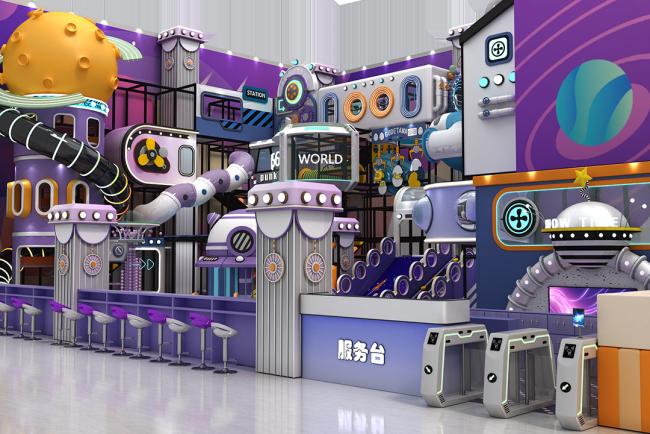 Custom plastic indoor play structure - full view