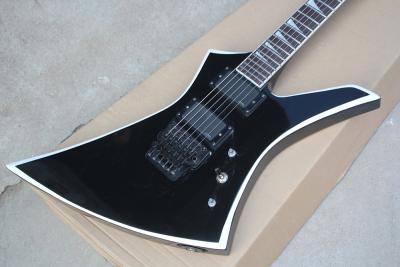 Chine Petit morceau fait sur commande Floyd Rose, cou obligatoire blanc, matériel noir, bois de rose Fretboard de guitare électrique de corps noir d'usine à vendre