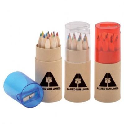 China 3.5 inch 6pcs natural colour pencil set with sharpener custom gift mini color pencil for sale