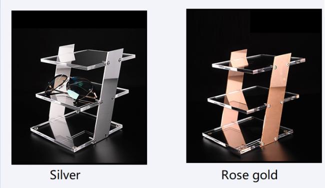 Close-up of 3-layer display stand frame