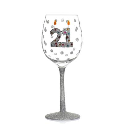 Chine High Quality Personalized Glitter Tem Birthday Gift Red  Wine Glass à vendre