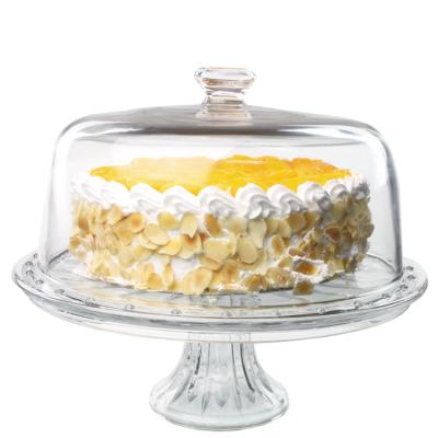 중국 12 inch eco-friendly lead-free crystal transparent dome glass cake stand with lid 판매용