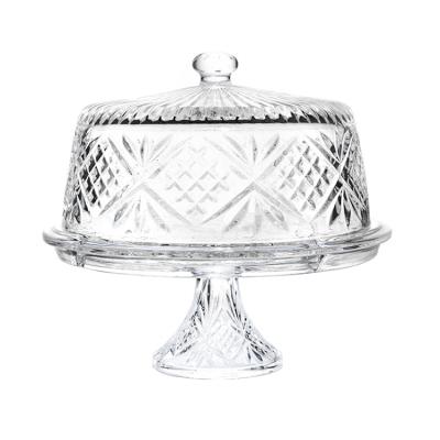 중국 12 inch eco-friendly lead-free crystal transparent dome glass cake stand with lid 판매용