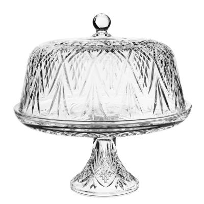 중국 12 inch eco-friendly lead-free crystal transparent dome glass cake stand with lid 판매용
