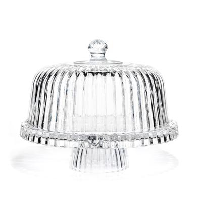 중국 12 inch eco-friendly lead-free crystal transparent dome glass cake stand with lid 판매용