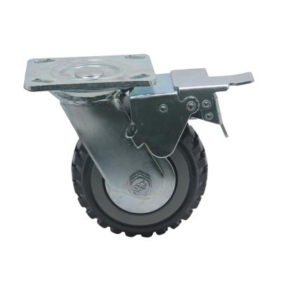 Cina Conveyor Trolley 5 Inch Trolley Steel Pneumatic Heavy Duty Wheel Trolley Rubber Brake Caster in vendita