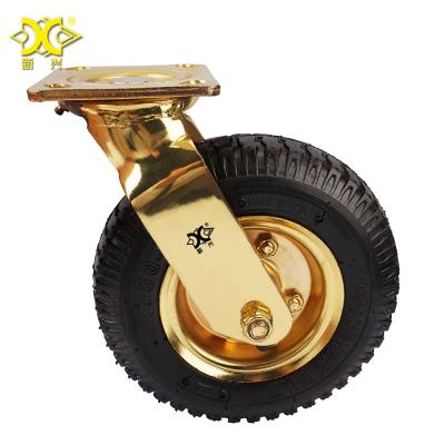 Cina Heavy Duty Casters Gold Plated Swivel Wheel Pneumatic Caster With 8 Inch Air Tires in vendita