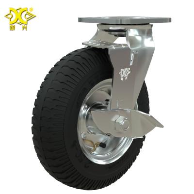 Cina Heavy Duty Galvanized Pneumatic Heavy Duty Casters Swivel Plate Wheel Caster With 8 Inch Air Rubber Tires in vendita