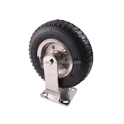 Cina Industrial Heavy Duty Industrial Steel Fixed Plate Roller Casters 8 Inch Rubber Pneumatic Rigid Wheels in vendita