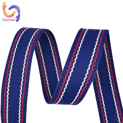 China Wholesale 25MM Woven Luggage Strap Customized High Tenacity Polyester/PP Webbing Stripe for sale