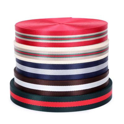 China Eco-friendly 1.5 Inch Width Custom Polyester Safety Webbing Belt Multi-Color for Bags Made From Durable Polyester/Nylon for sale