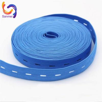 China Customized Multicolor Nylon Webbing Breathable Buttonhole Elastic Band for Garment Face Shield with Customized Width for sale