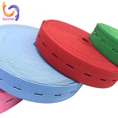 China Customized Multicolor Nylon Webbing Breathable Buttonhole Elastic Band for Garment Face Shield with Customized Width for sale