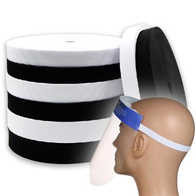 China Hot Sale 1 Inch Wide Face Shield White Black Garment Cloth with High Elasticity Made From Polyester/Nylon Knitted Elastic Band for sale