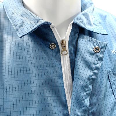 중국 청정실 ESD 반 정적 재킷 랩 칩 흰색 젤리 뒤 반 정적 실험실 재킷 판매용