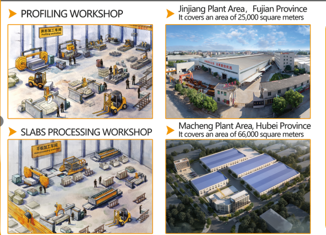 4-Axis CNC Bridge Saw cutting machine in operation