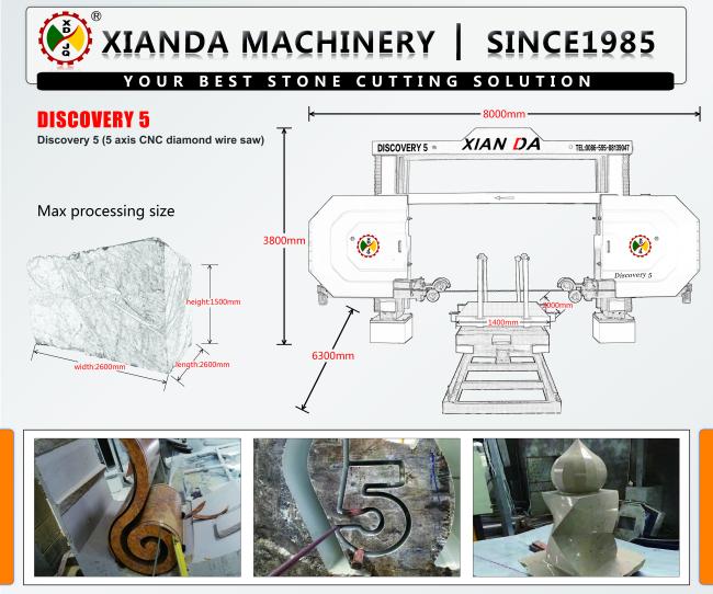 Industrial 5 Axis CNC Diamond Wire Saw Machine in operation