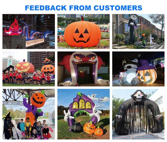 Custom Halloween inflatable pumpkin archway displayed at outdoor event