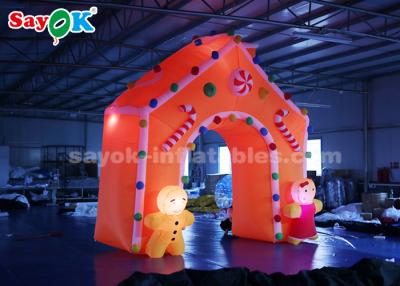 China Inflatable Christmas Arch Gingerbread Man Candy Sticks Christmas Inflatable Arch With LED Light for sale