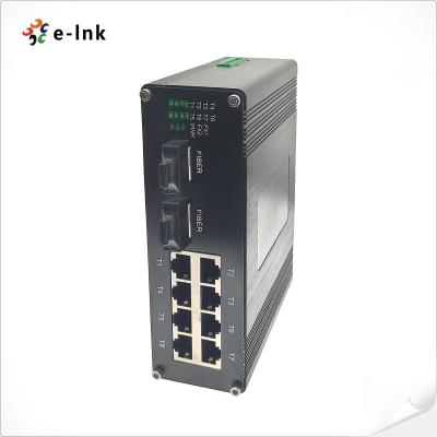 China 8 puertos industriales 10/100/1000Base-T + 2 puertos 1000BASE-X Ethernet Switch Fibra doble SC 550m en venta