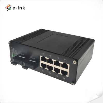 China 8 puertos industriales 10/100/1000Base-T + 2 puertos 1000BASE-X Ethernet Switch Fibra doble SC 550m en venta